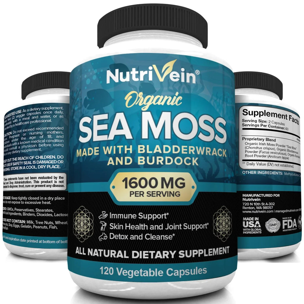Organic Sea Moss Capsules by Nutrivein - Herbal Supplements